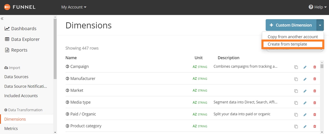 New custom dimension template